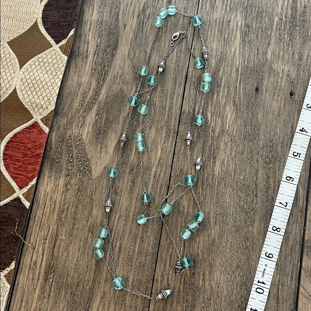 Jewelry | Long Aqua Bead Station Necklace Earrings | Poshmark